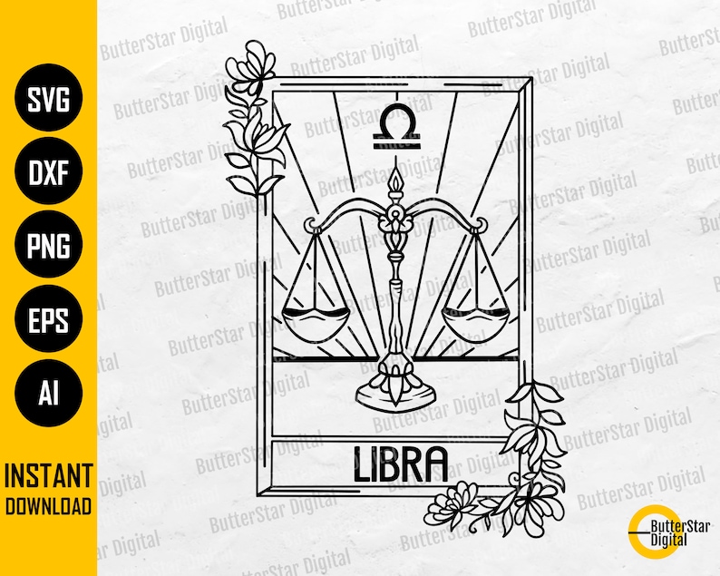 Libra Zodiac Card SVG Star Sign T-shirt Decal Vinyl Wall Art - Etsy