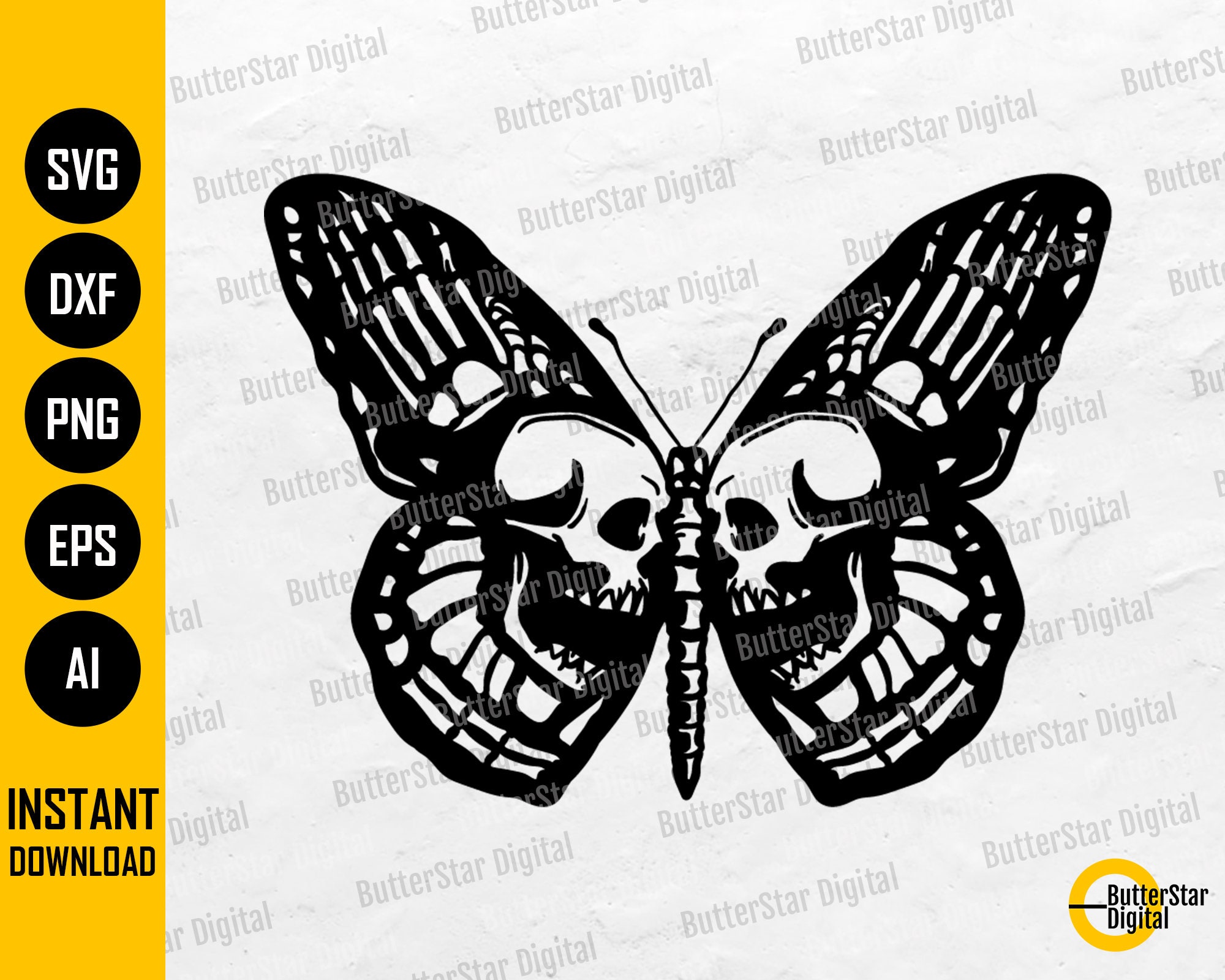 Skull Butterfly SVG Skeleton SVG Gothic Decal Shirt - Etsy