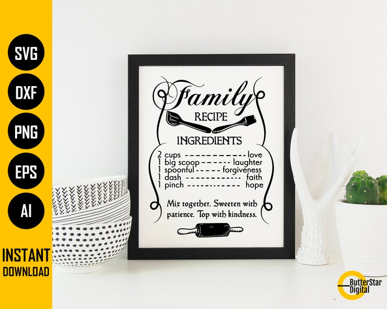 Family Recipe SVG | Home SVG | Kitchen Quotes Sayings Cutting Board ...