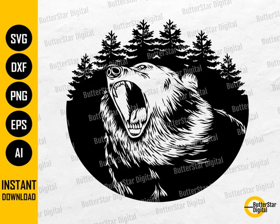 Growling Bear SVG Forest SVG Nature Svg Bear Hunting Svg | Etsy