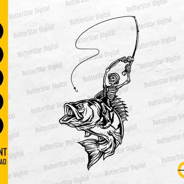 Skeleton Riding Fish Decal - Etsy
