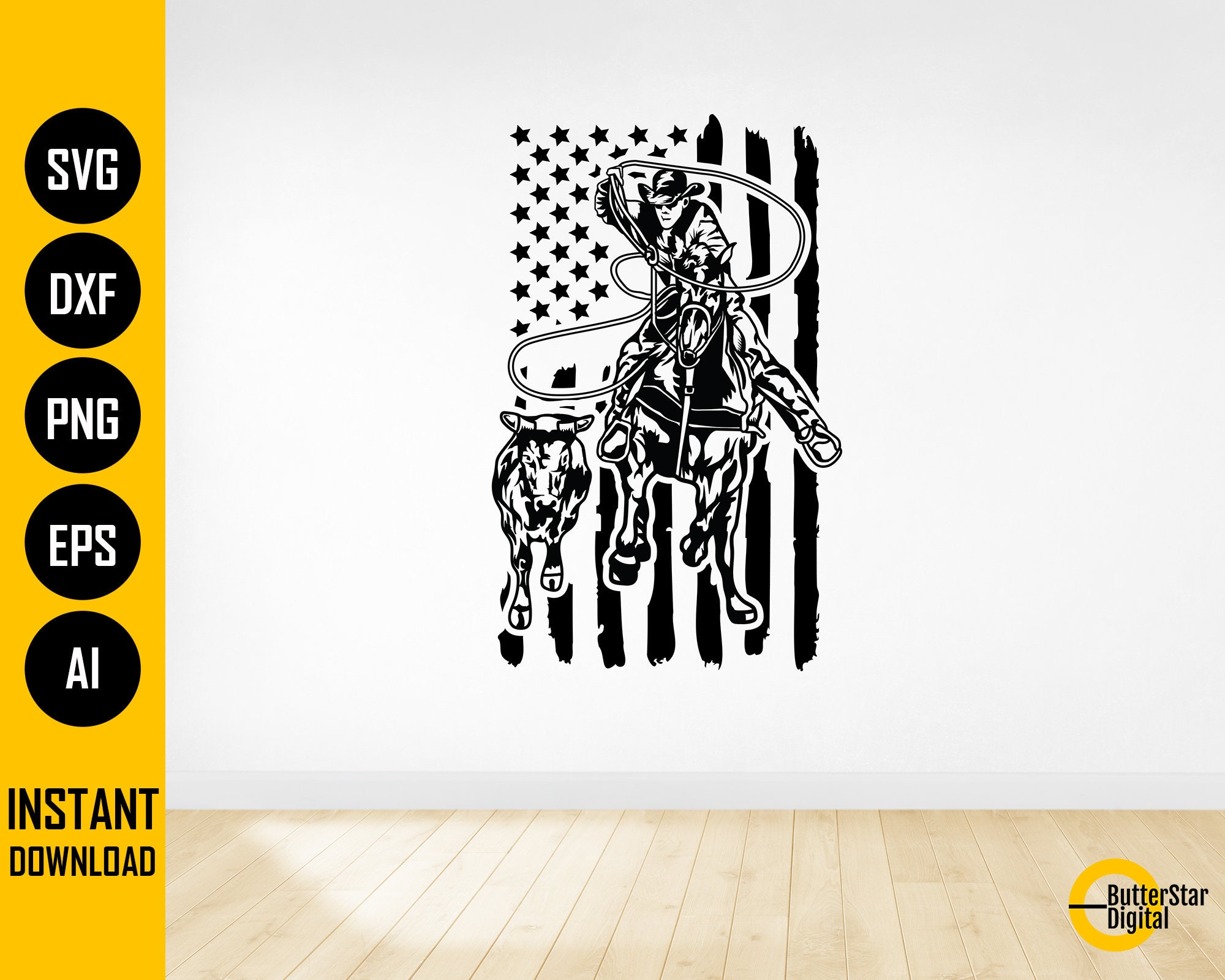 US Cattle Roping SVG American Cowboy Svg USA Flag Team | Etsy UK