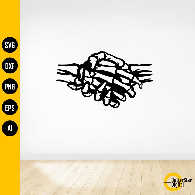 Skeleton Handshake SVG | Shake Hands SVG | Gothic T-shirt Decal Stencil ...