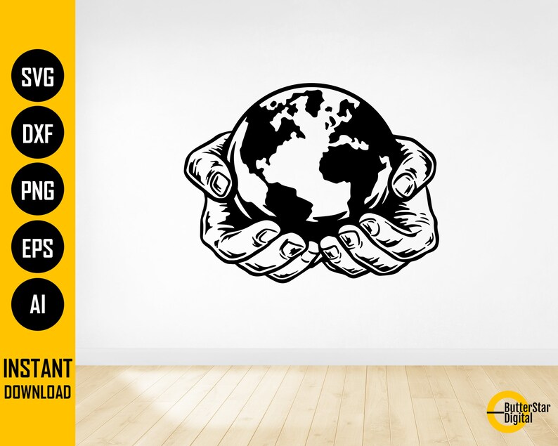 Hands Holding Earth SVG | Love Our Planet Decal T-shirt Vinyl Stencil ...