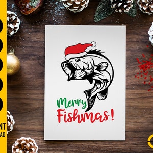 Merry Fishmas SVG | Funny Christmas SVG | Holiday Shirt Gift Card Sign ...