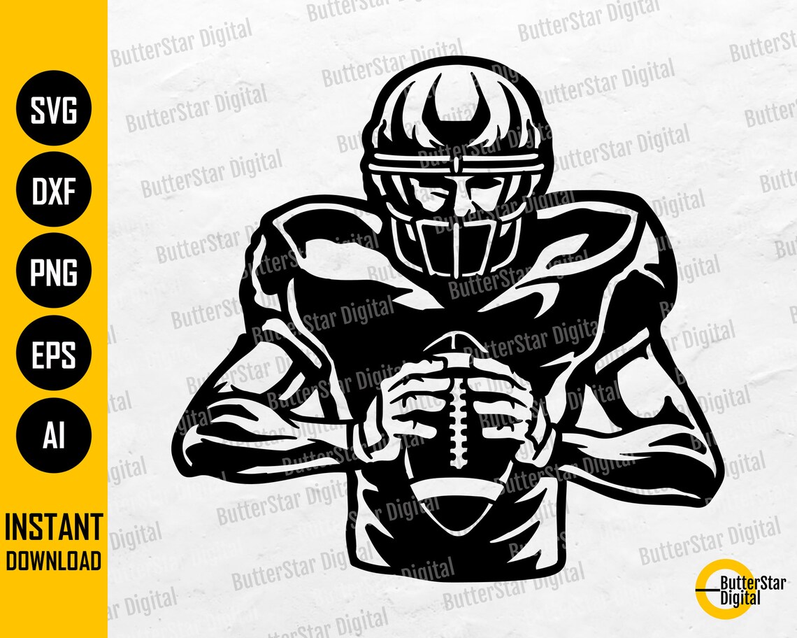 Football Player Holding Ball SVG | Sports Vinyl Stencil Graphics ...