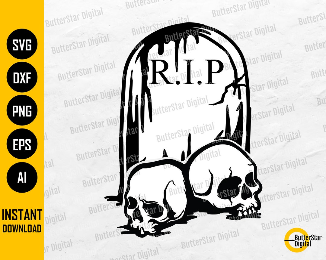 Headstone With Skulls SVG Rest in Peace SVG Gothic Death Dead Memory ...