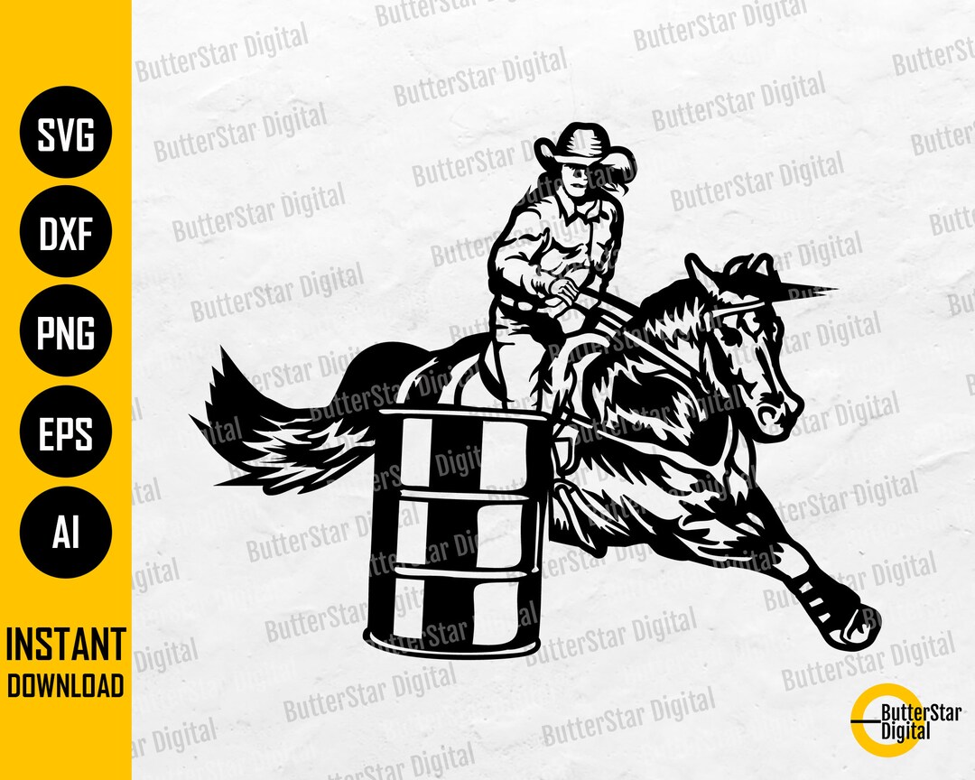 Barrel Racing SVG | Cowgirl SVG | Rodeo Clipart Illustration Drawing ...