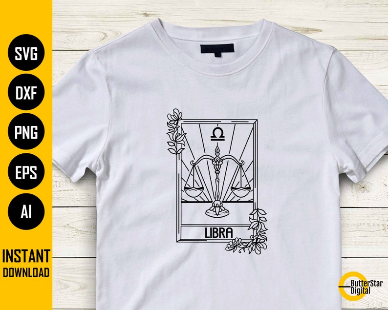 Libra Zodiac Card SVG Star Sign T-shirt Decal Vinyl Wall Art - Etsy