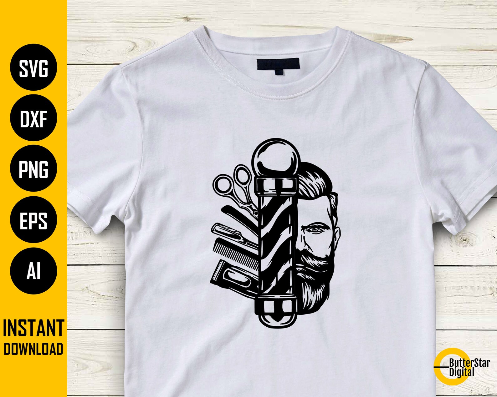 Bearded Barber SVG | Barbershop SVG | Sharp Razor Blade Shave Scissors ...