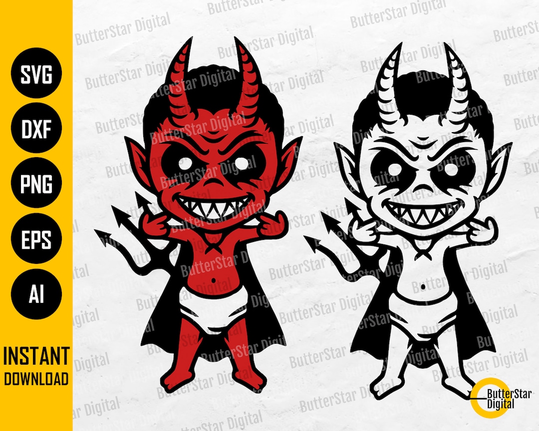 Cute Devil SVG Satan SVG Pentagram Fork Satanic Deity God Evil Pagan ...