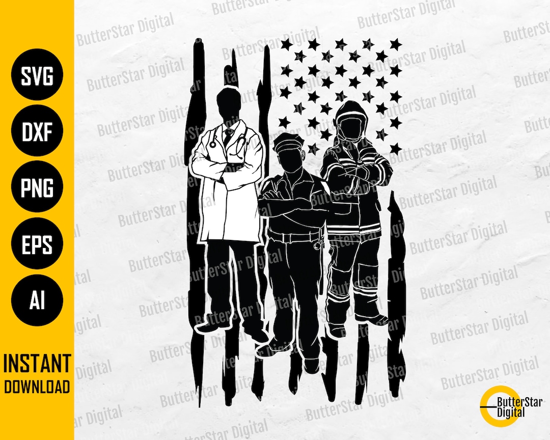 US First Responders SVG | USA Flag Emergency T-shirt Gift Decal Sticker ...