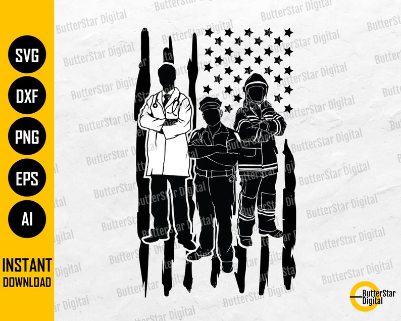 US First Responders SVG USA Flag Emergency T-shirt Gift - Etsy