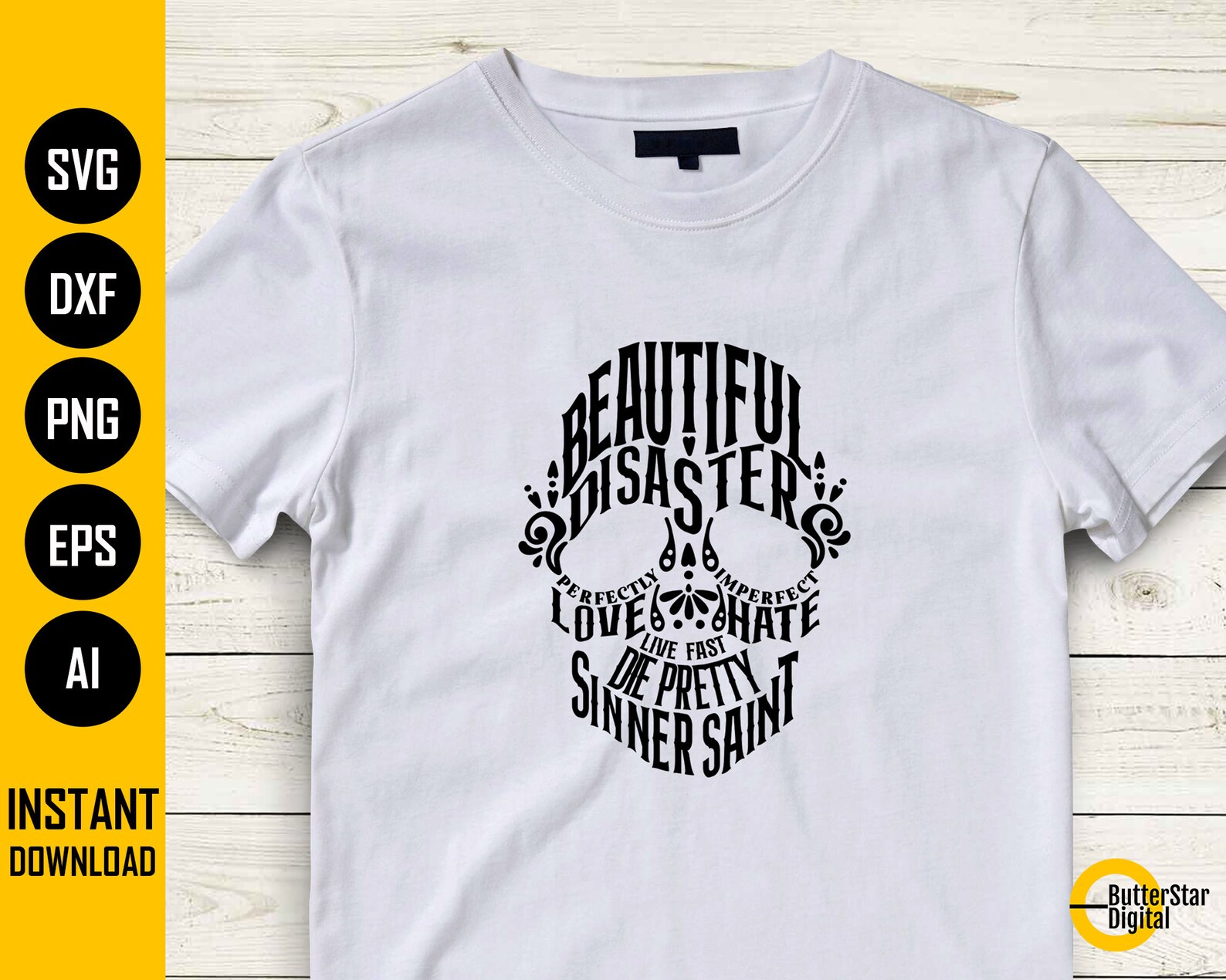 Beautiful Disaster SVG Live Fast Die Pretty SVG Skull - Etsy