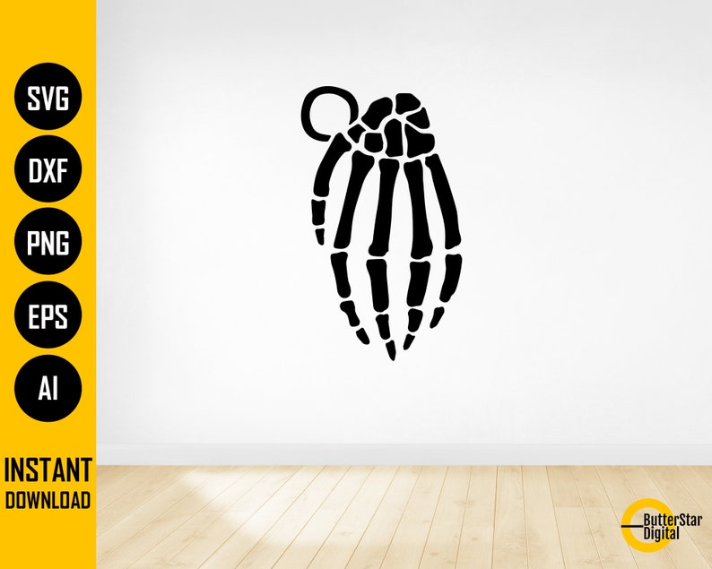 Skeleton Hand Grenade SVG Bones Tattoo Decal T-shirt Sticker - Etsy