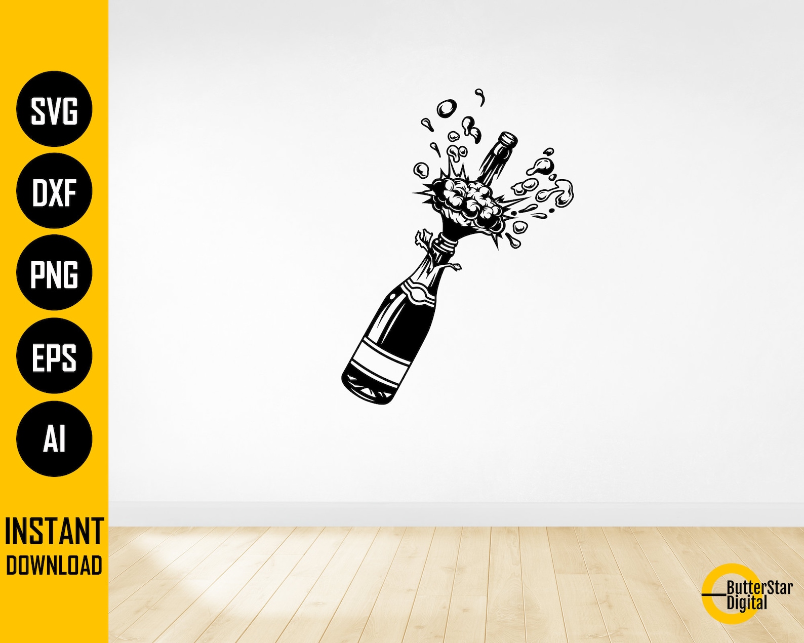 Popping Champagne Bottle SVG | Cheers SVG | Party SVG | Celebration Svg ...
