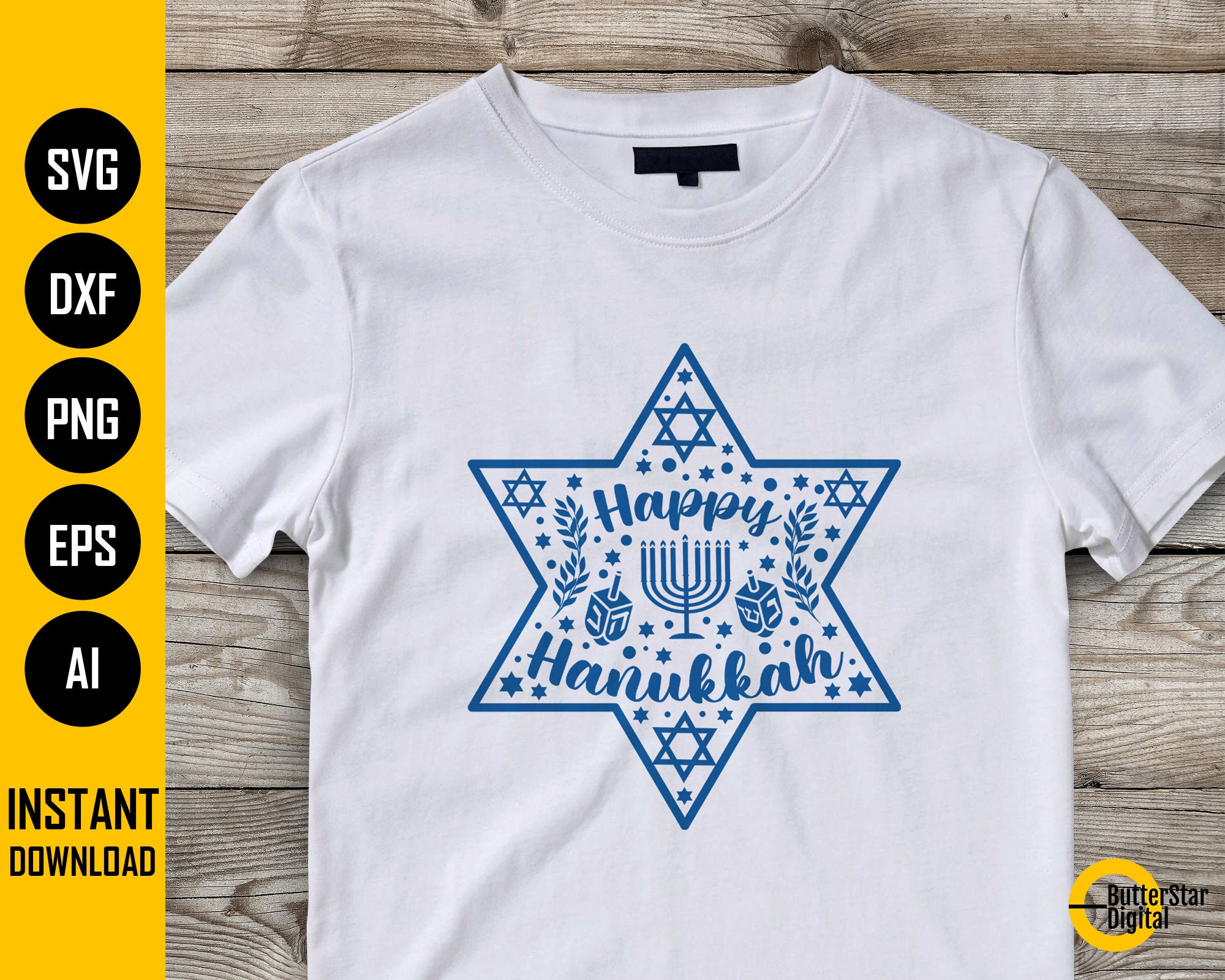 Happy Hanukkah SVG Star of David SVG Chanukah T-shirt - Etsy