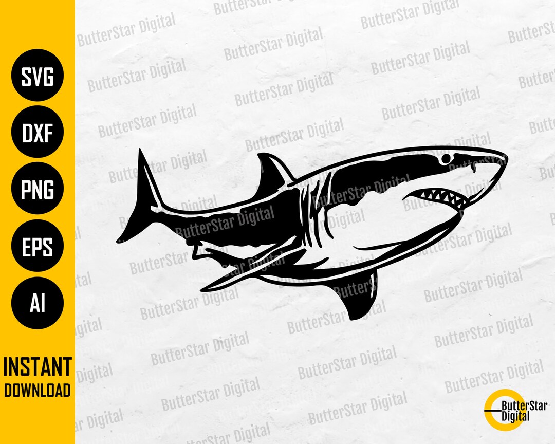 Great White SVG | Fish SVG | Marine Animal SVG | Boat Sail Dive Jaws ...