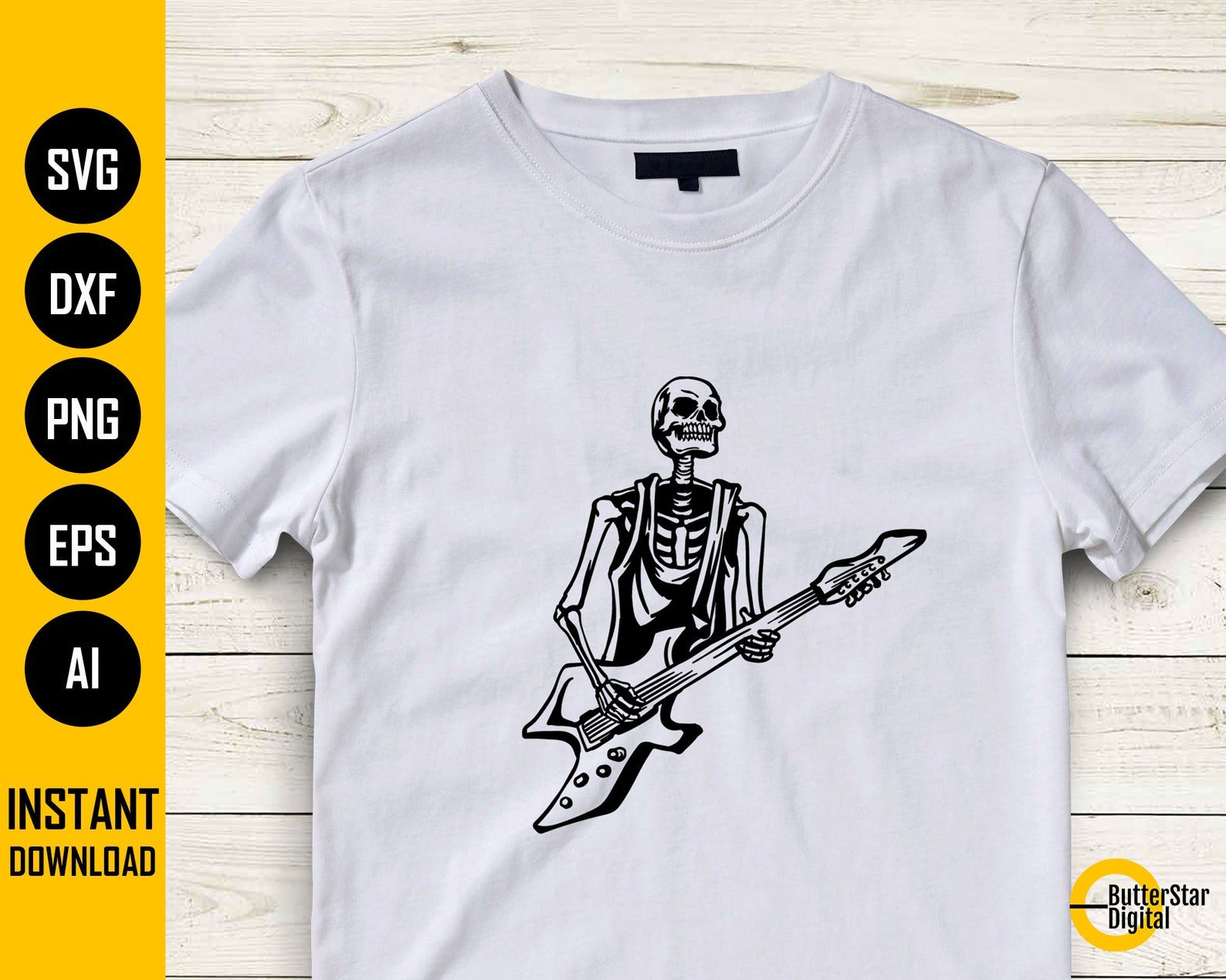 Guitarist Skeleton SVG Punk Rock SVG Guitar SVG Death Heavy Metal ...
