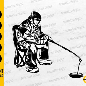 Ice Fishing SVG | Ice Fisher SVG | Winter Illustration Drawing Decal ...