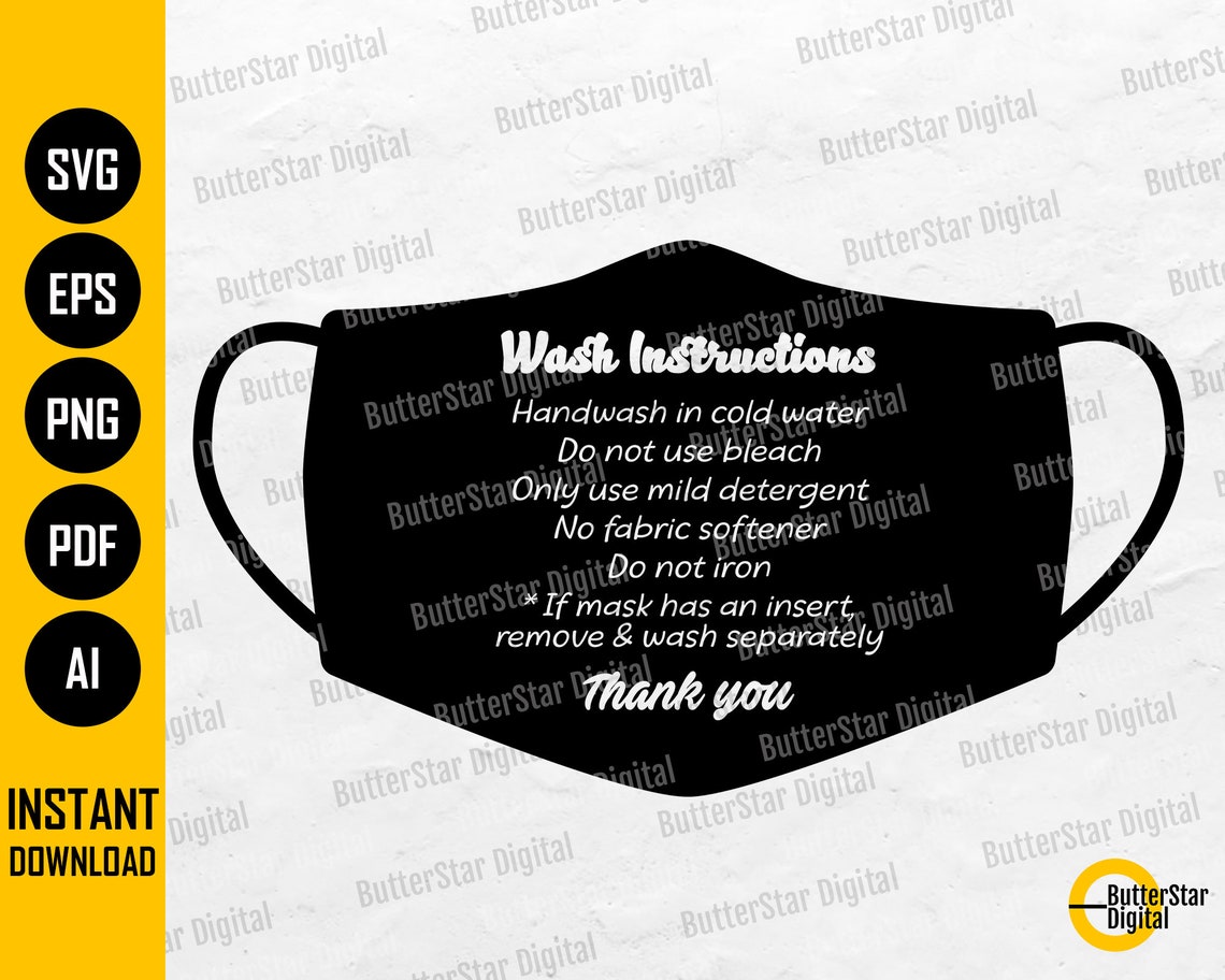 Face Mask Care Tag SVG Printable Facemask Instruction Card - Etsy