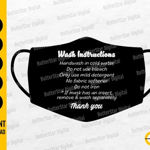 Face Mask Care Tag SVG Printable Facemask Instruction Card Cricut ...