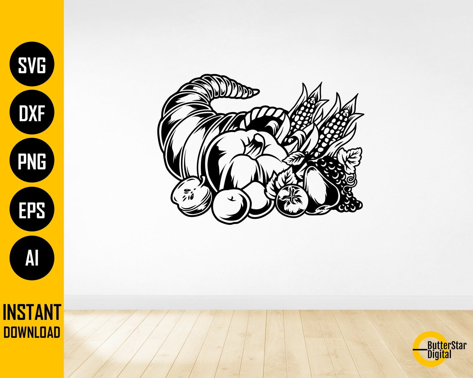 Cornucopia SVG | Horn of Plenty SVG | Thanksgiving Decal Sign ...