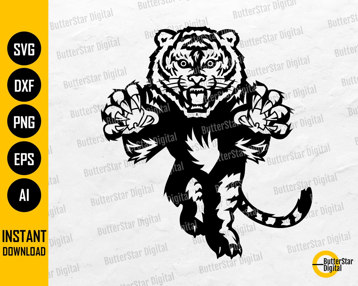 Pouncing Tiger SVG Tigers SVG Team Mascot SVG School - Etsy