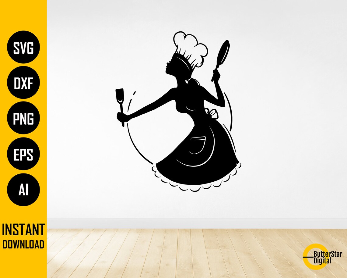 Girl Cook SVG Woman Chef SVG Cooking SVG Kitchen Logo | Etsy