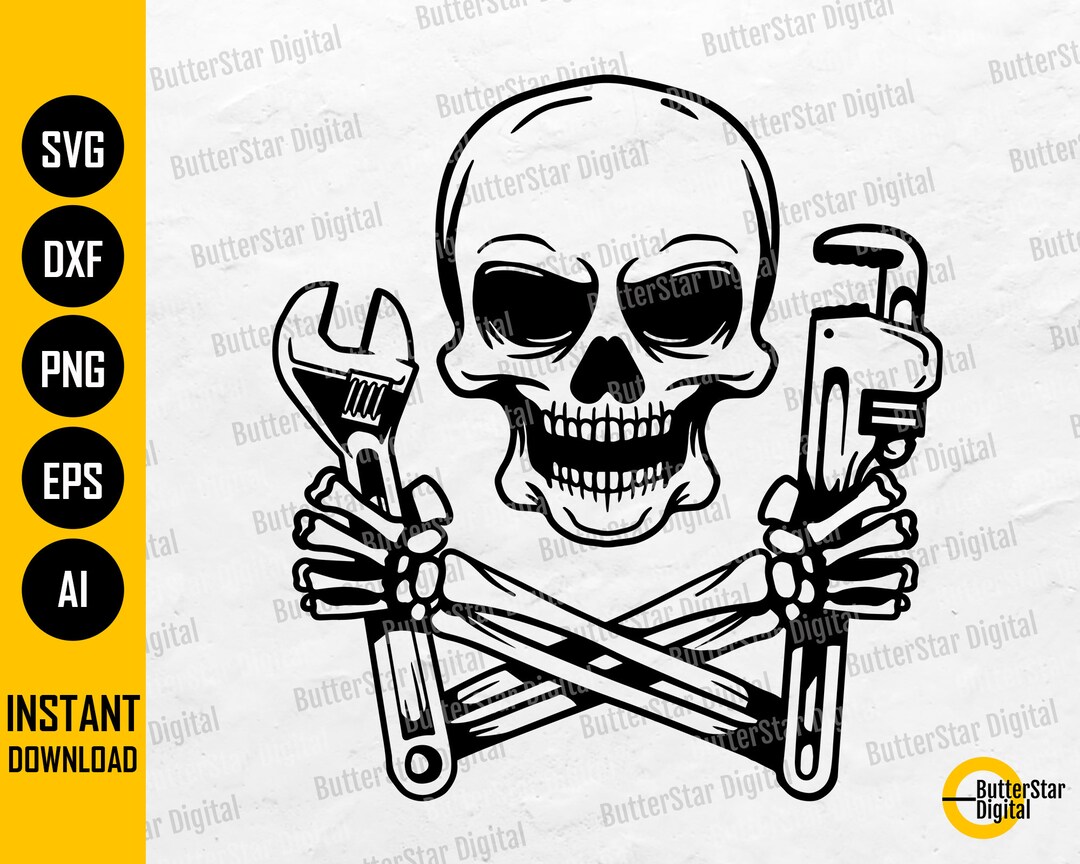 Plumber Crossbones SVG | Plumbing Skeleton SVG | Bathroom Kitchen Sink ...