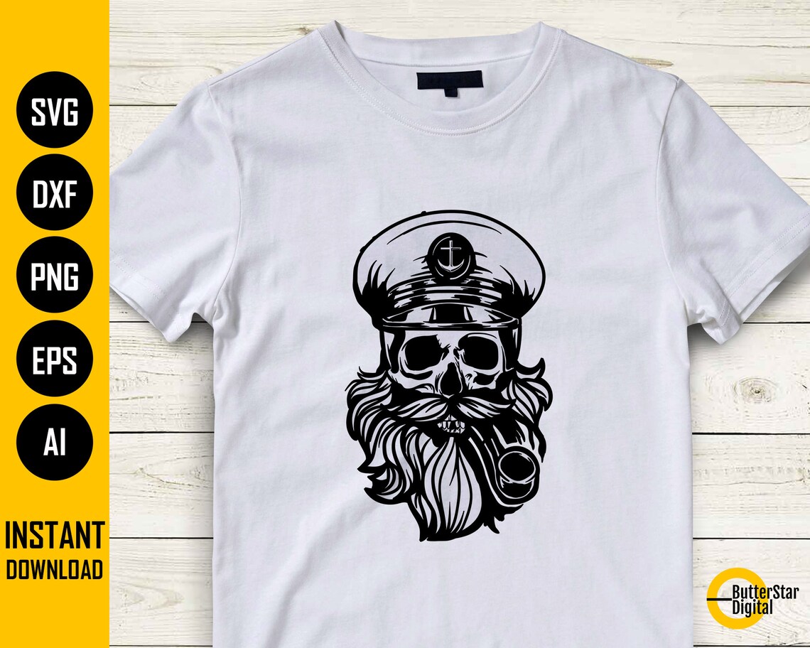 Skull Boat Captain SVG Sailing SVG Yacht Cruise Ship Ocean - Etsy