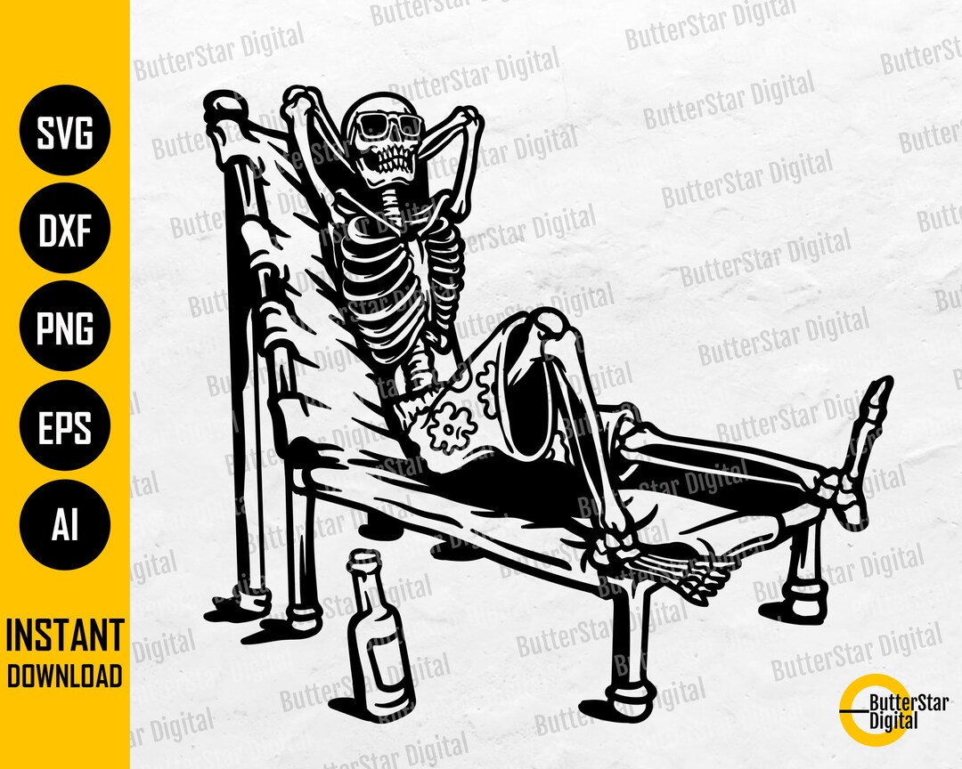 Skeleton Chillin' SVG | Beach SVG | Tropical SVG | Summer Sun Sand Sea ...