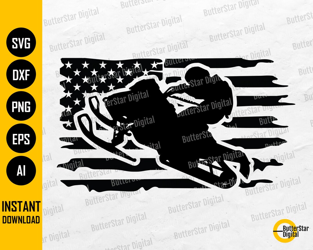 US Snowmobiler SVG USA Snowmobile Rider Shirt Illustration Decal Wall ...