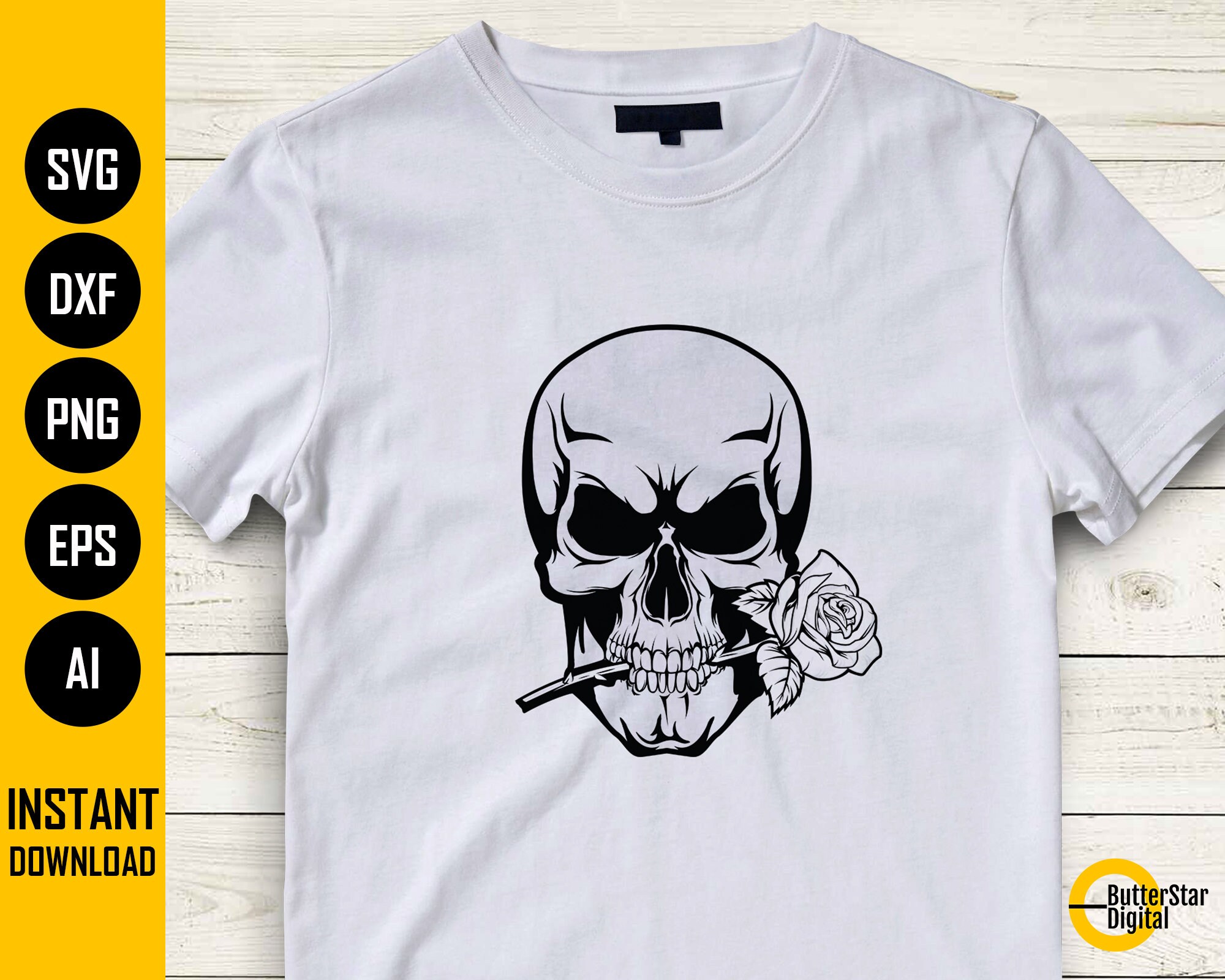 Skull Bite Rose SVG Skeleton SVG Gothic Decal Shirt - Etsy