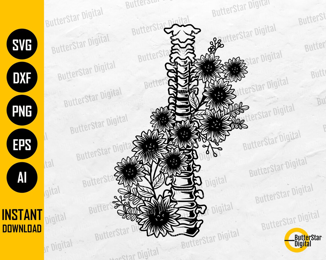Sunflower Spine SVG Backbone SVG Gothic T-shirt Vinyl - Etsy
