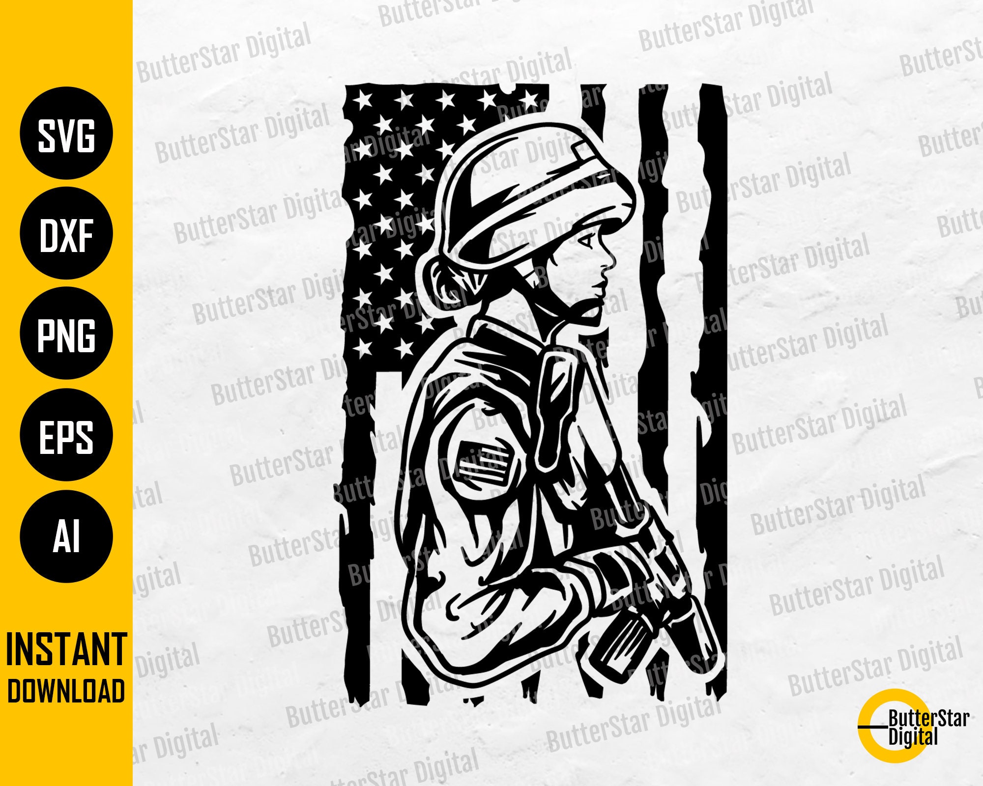 Female American Soldier SVG | USA Military Svg | US Army Svg T-shirt ...