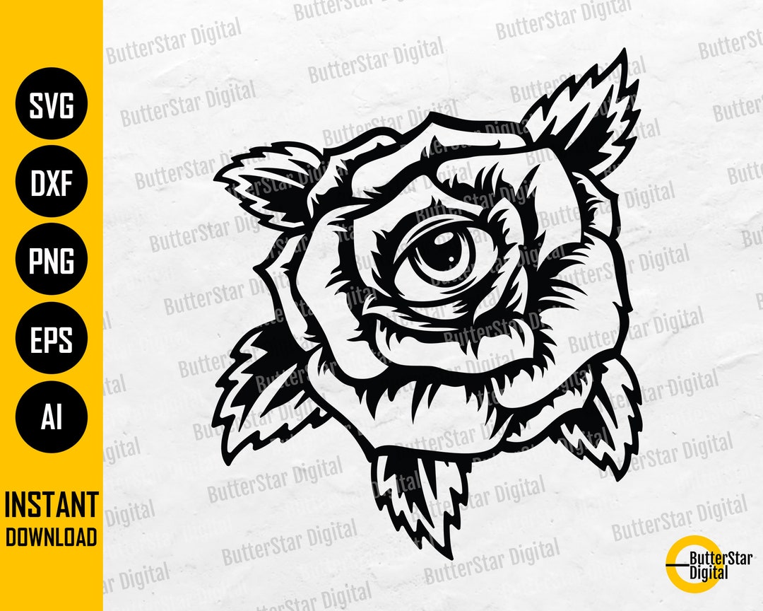 Rose With Eyeball SVG | Floral Traditional Tattoo Decals T-shirt ...