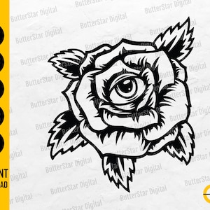 Rose With Eyeball SVG | Floral Traditional Tattoo Decals T-shirt ...
