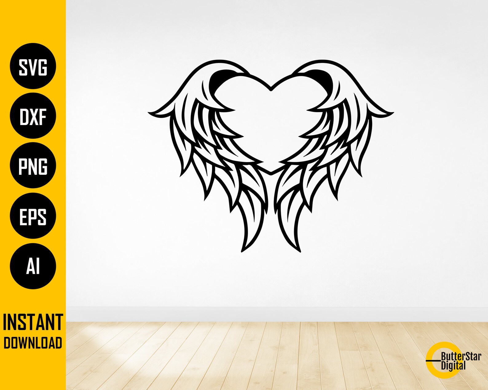 Angel Wings Heart SVG Memorial SVG Heaven SVG Angelic Svg Cricut Cut ...