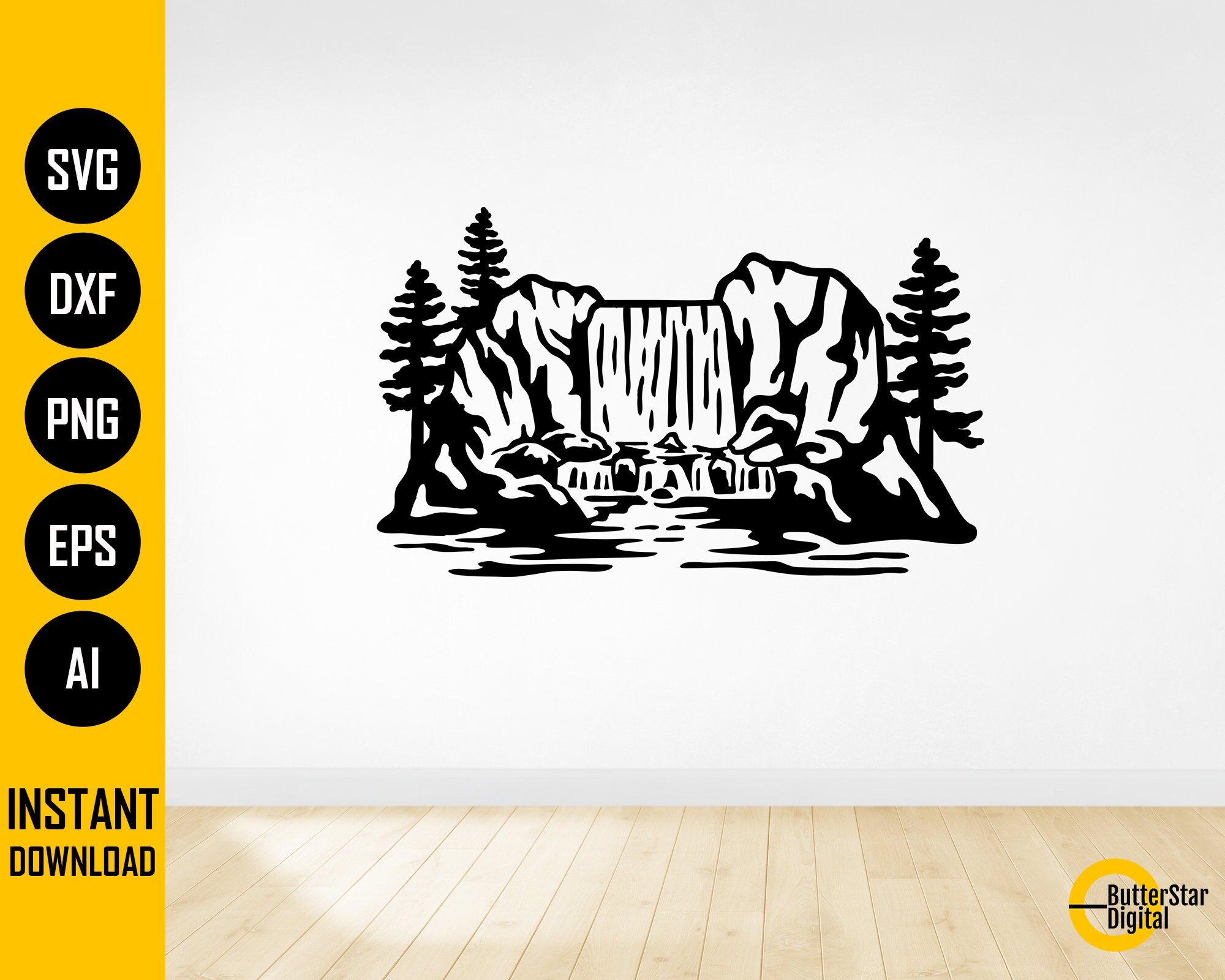 Waterfall SVG | Nature SVG | Landscape SVG | Water River Lake Adventure ...