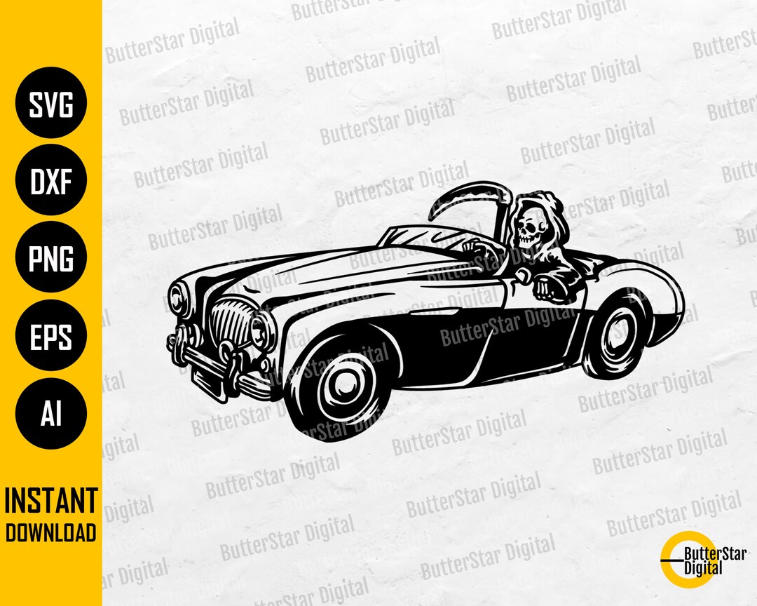 Vintage Car Grim Reaper SVG Death SVG Horror Ride Automobile Evil Hell ...