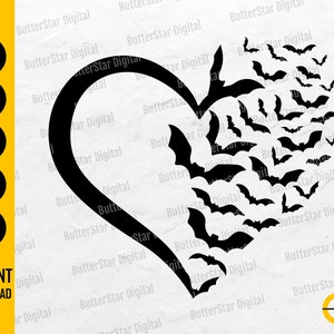 Flying Bats Heart SVG | Halloween Love SVG | Spooky T-shirt Decal ...