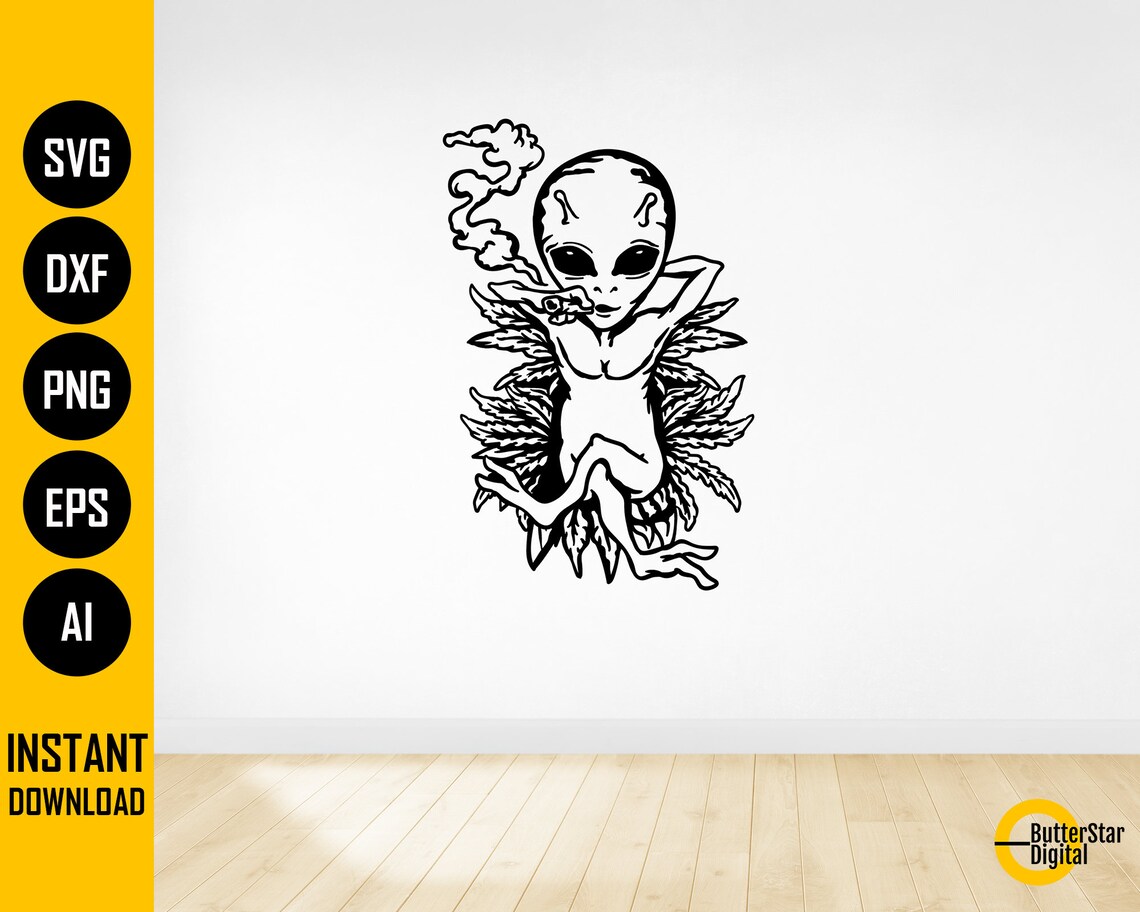Alien Chillin' Smoking Weed SVG Smoke Marijuana SVG - Etsy