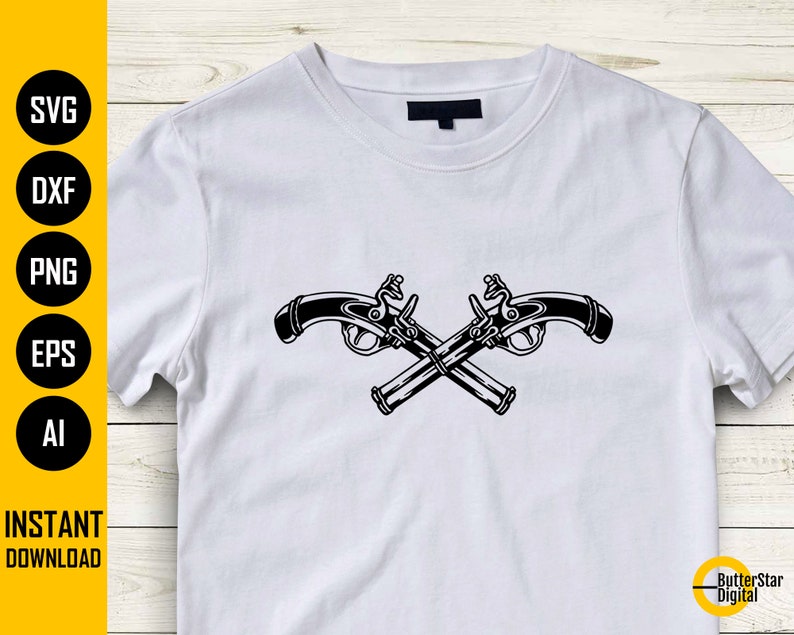 Crossed Flintlock Pistols SVG Vintage T-shirt Vinyl Stencil - Etsy