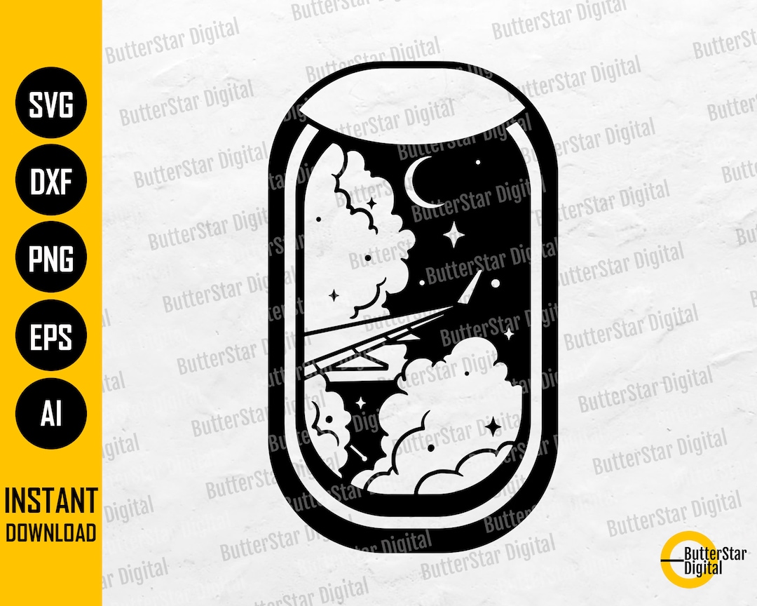 Plane Window at Night SVG | Airplane SVG | Travel Wall Decor Sticker ...