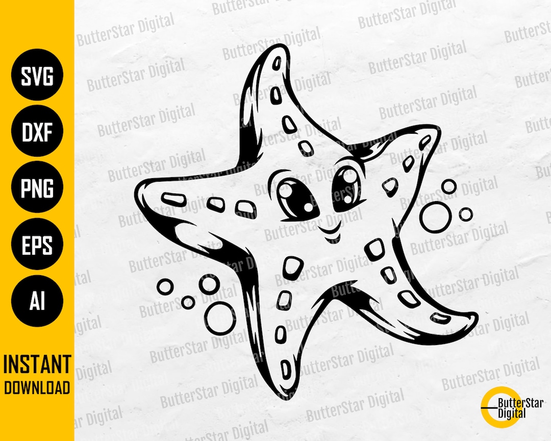 Cute Starfish SVG | Star Fish SVG | Ocean Beach Bath Shower Water Swim ...