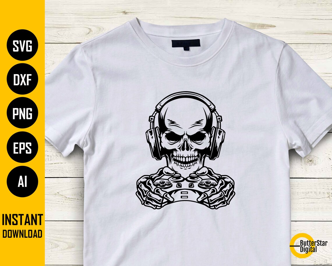 Video Game Skull SVG | Controller SVG | Cool Gamer T-shirt Decals ...