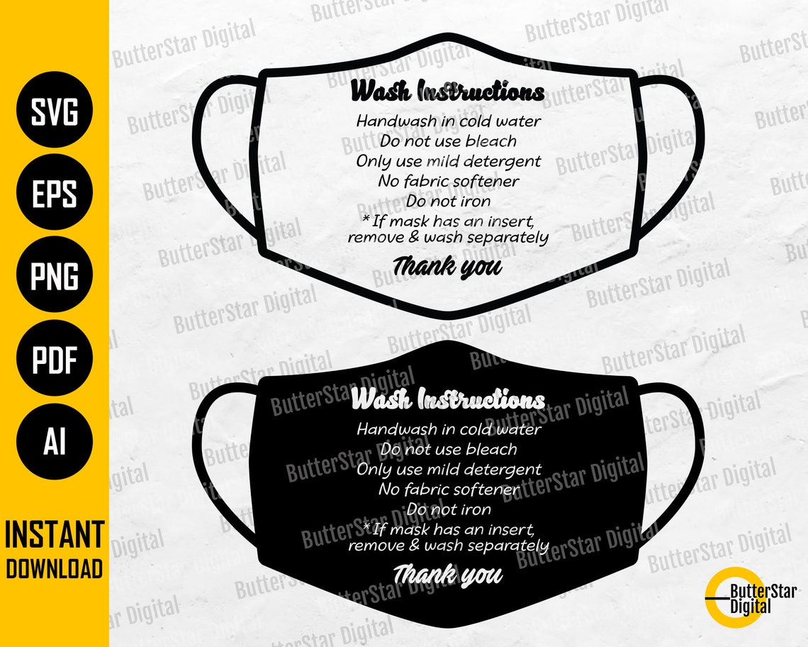 Face Mask Care Tag SVG Printable Facemask Instruction Card - Etsy