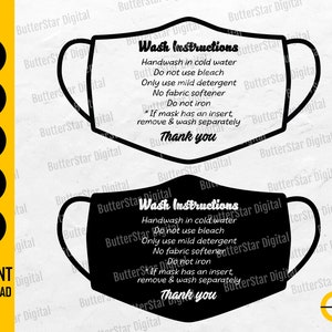 Face Mask Care Tag SVG Printable Facemask Instruction Card Cricut ...