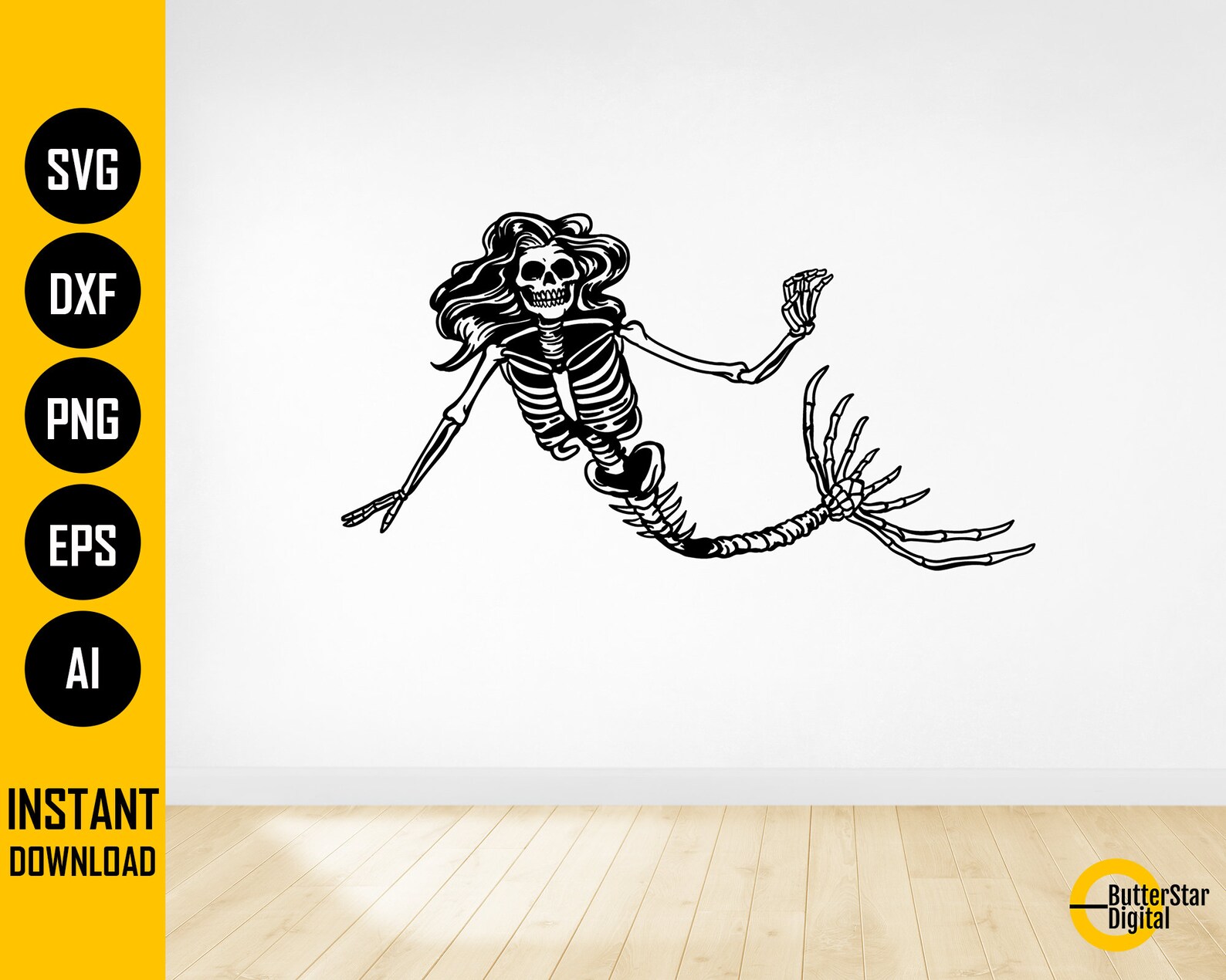 Mermaid Skeleton SVG Sea Monster SVG Gothic Woman SVG Cricut Cutting ...